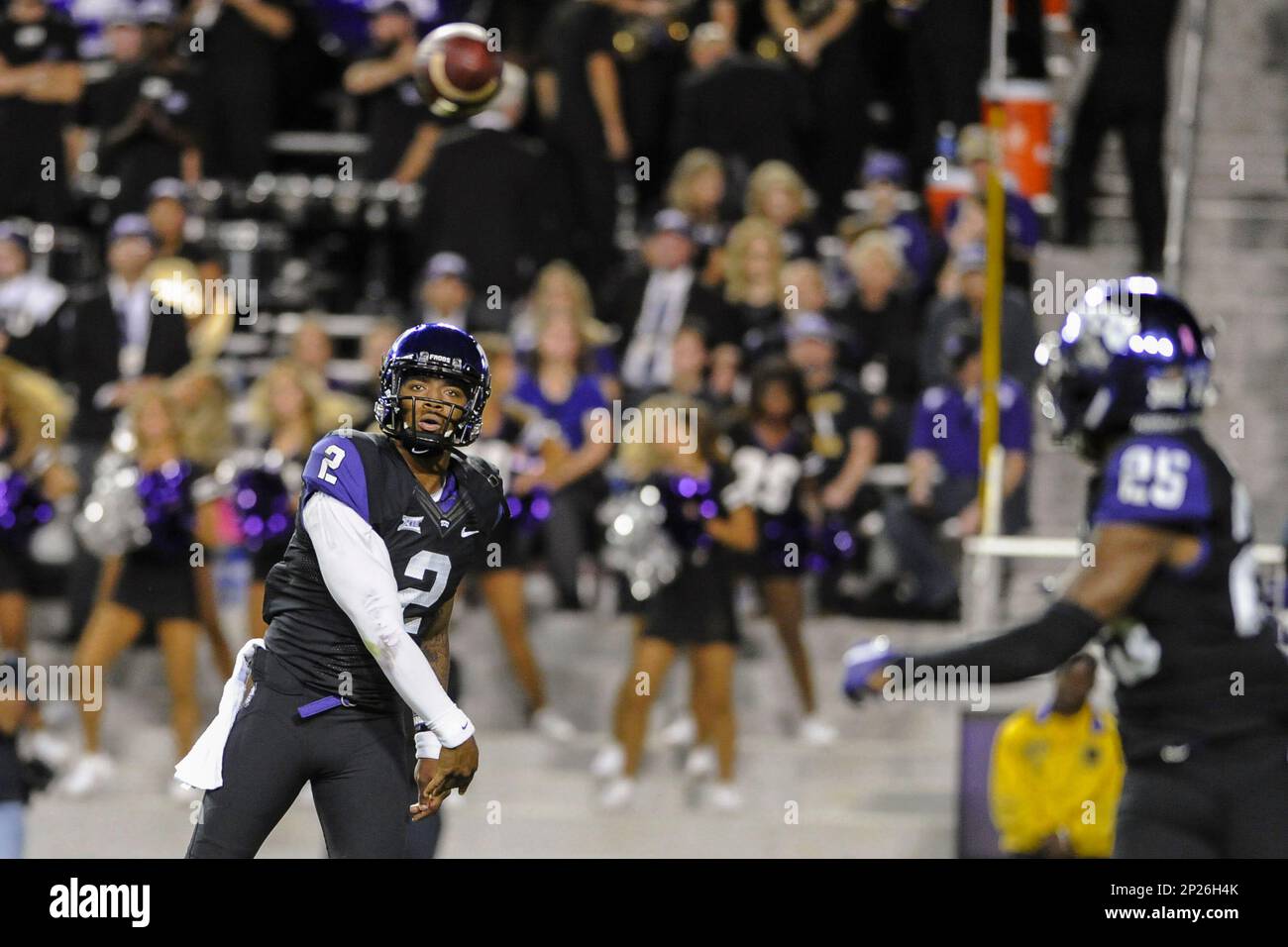 TCU quarterback Trevone Boykin (2) throws a pass to receiver KaVontae ...