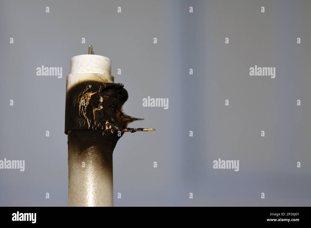 Substandard materials of ledtube a led tube light neon lamp, a burnt ...