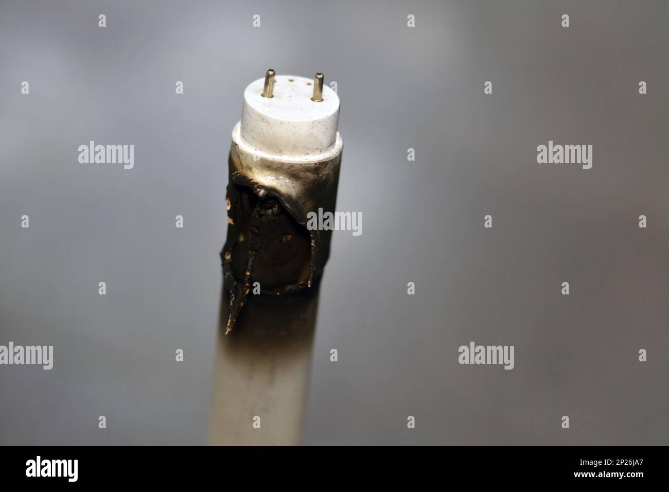 Substandard materials of ledtube a led tube light neon lamp, a burnt ...