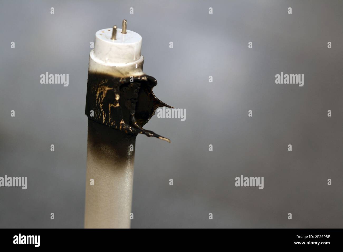 Substandard materials of ledtube a led tube light neon lamp, a burnt ...