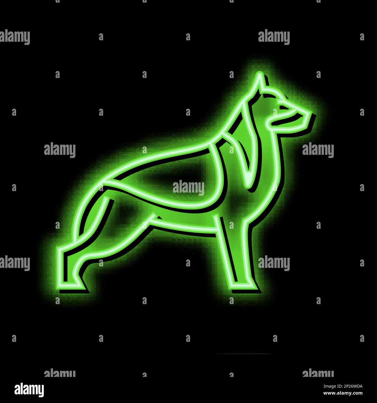 german shepherd dog neon glow icon illustration Stock Vector Image ...
