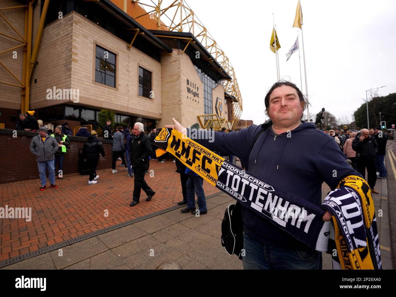 A street vendor sells commemorative match scarves ahead of the Premier ...