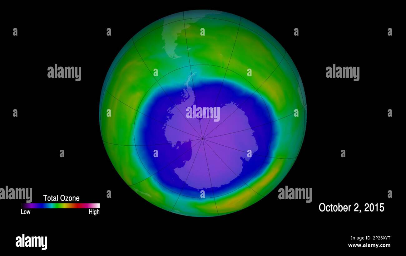 This image provided by NOAA shows the ozone hole. The Antarctic ozone ...