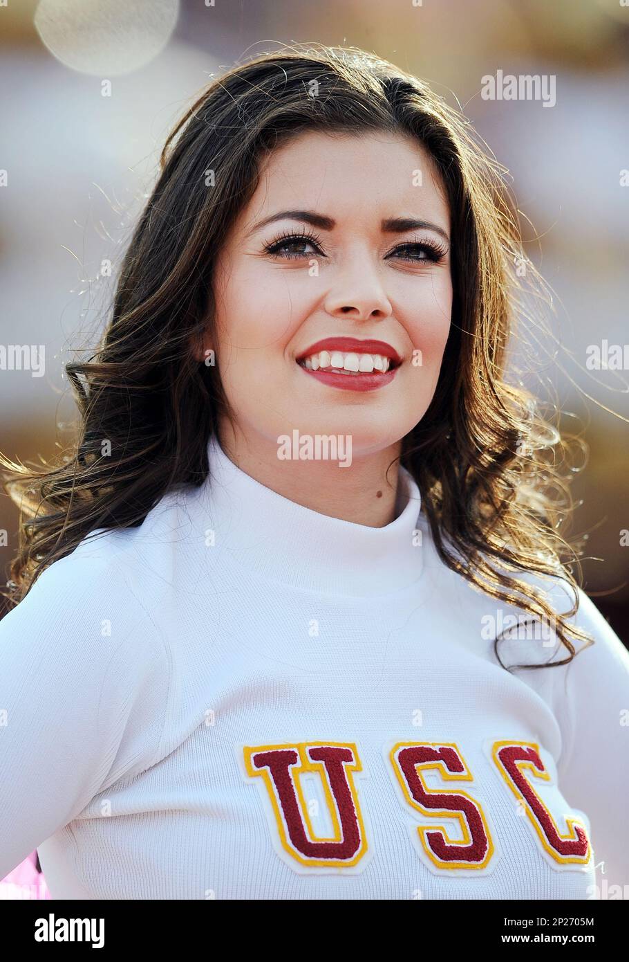24 Oct, 2015: USC Trojans cheerleader on the sidelines before a game ...