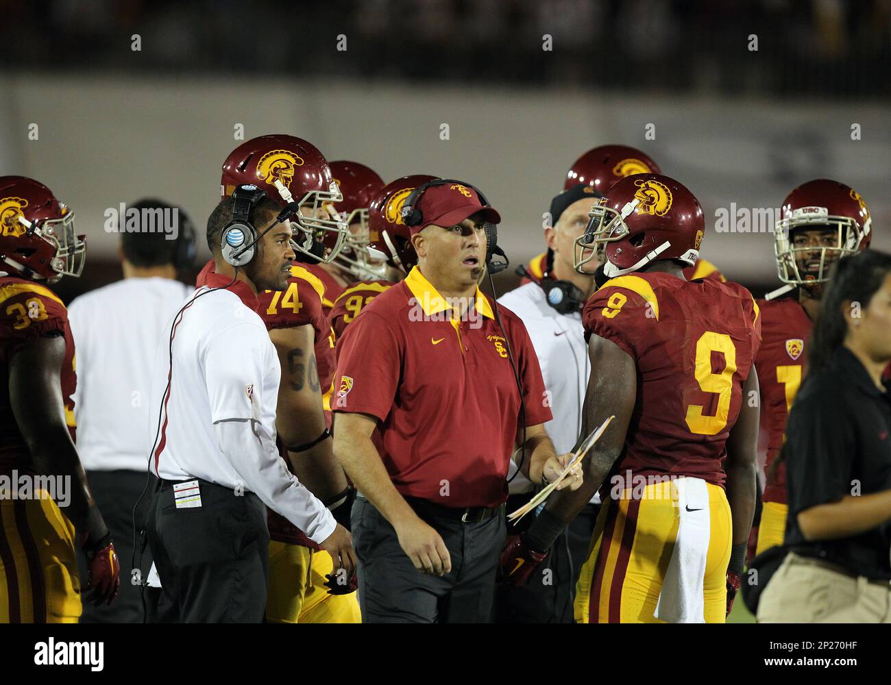 October 24, 2015: USC head coach Clay Helton during the game against ...