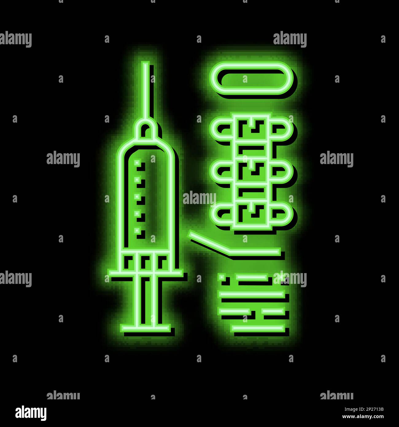 injection scoliosis treat neon glow icon illustration Stock Vector ...