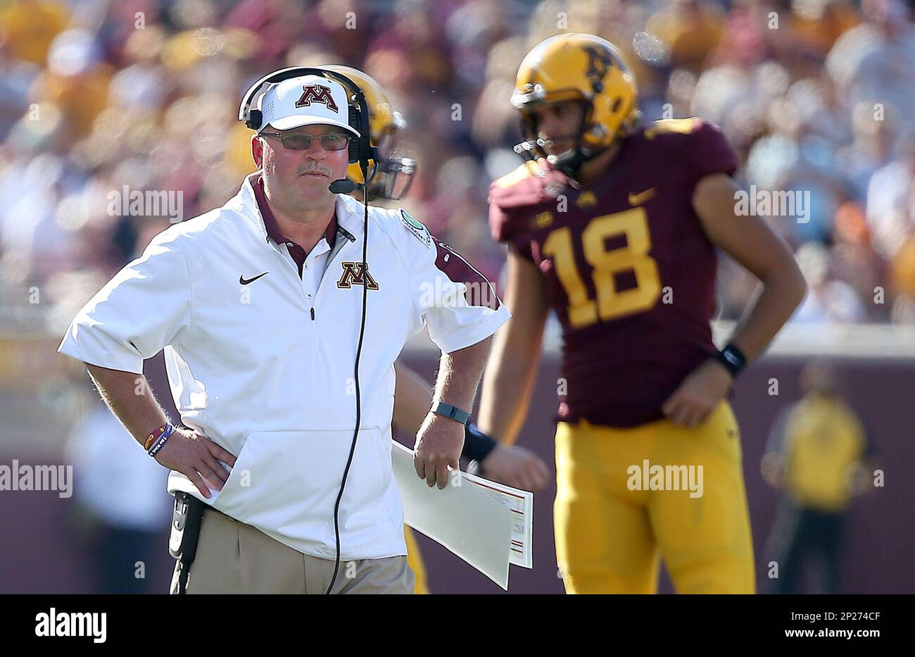 In this Sept. 26, 2015, photo, University of Minnesota NCAA college ...