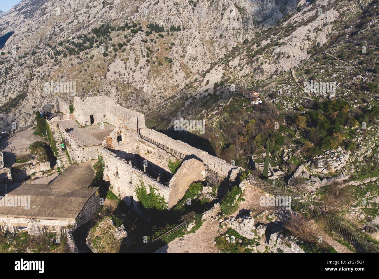 Kotor, Montenegro, process of climbing to the top of San Giovanni ...