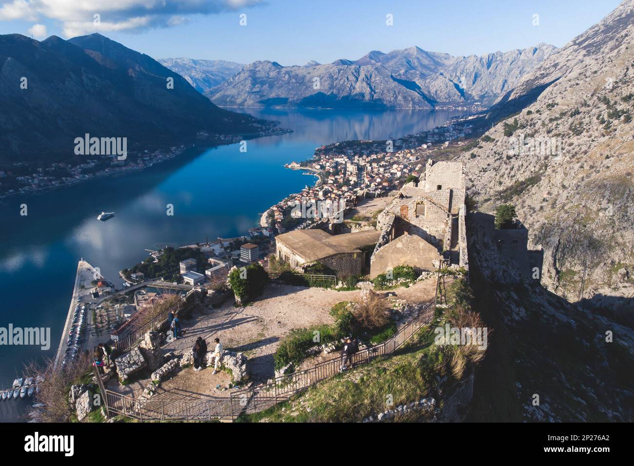 Kotor, Montenegro, process of climbing to the top of San Giovanni ...