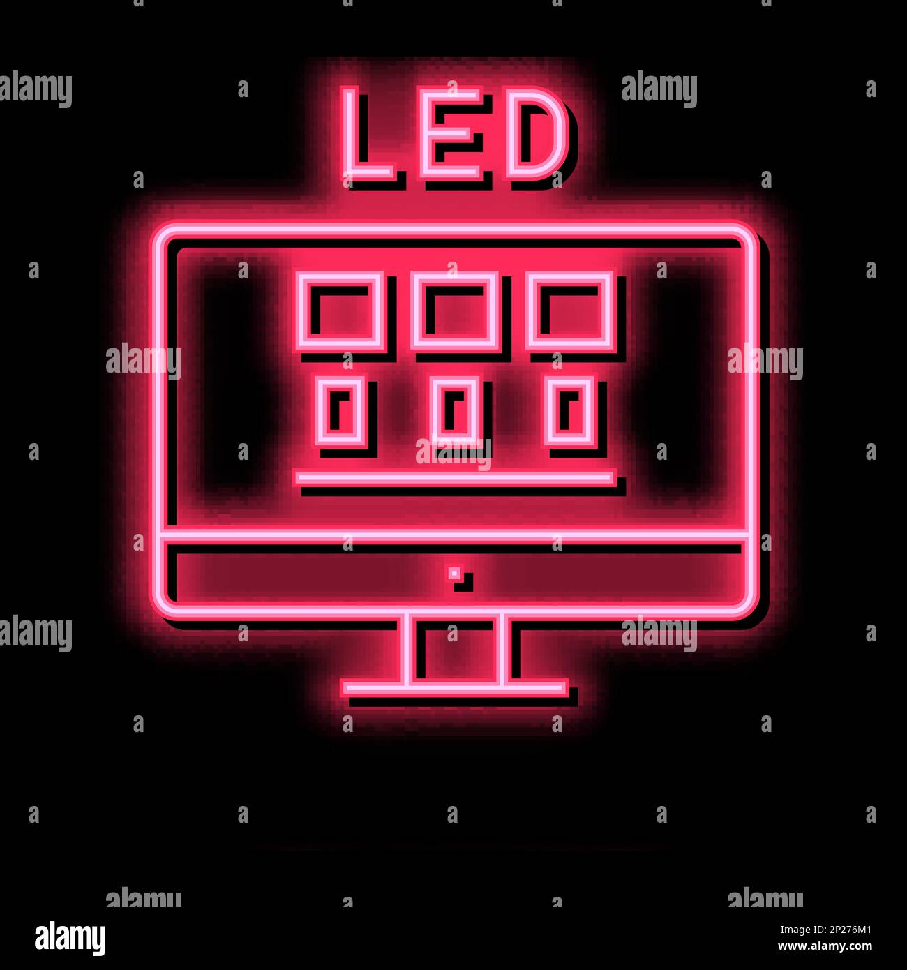 led computer monitor neon glow icon illustration Stock Vector Image ...
