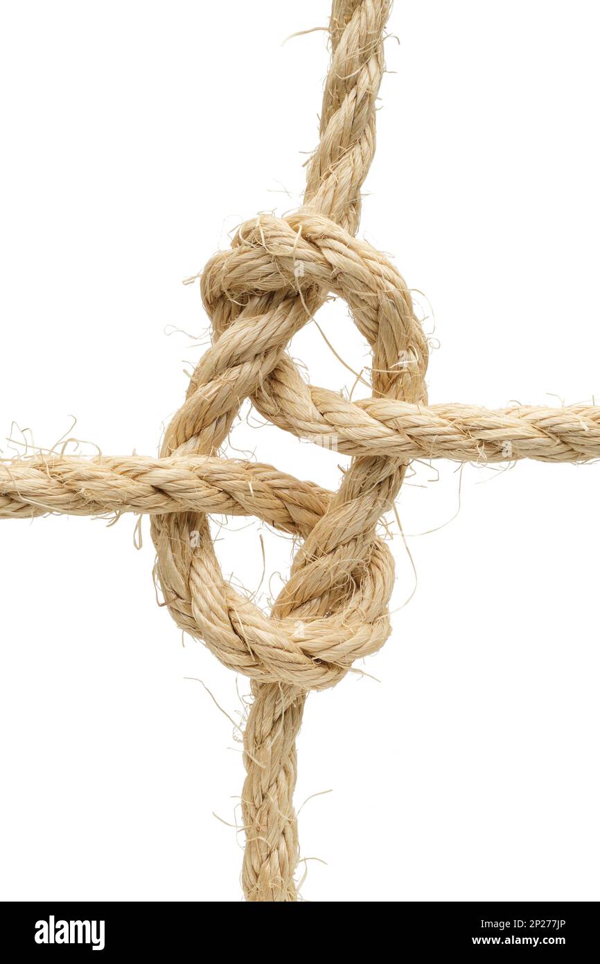 Knot made of rough hemp rope, isolated on white background Stock Photo ...