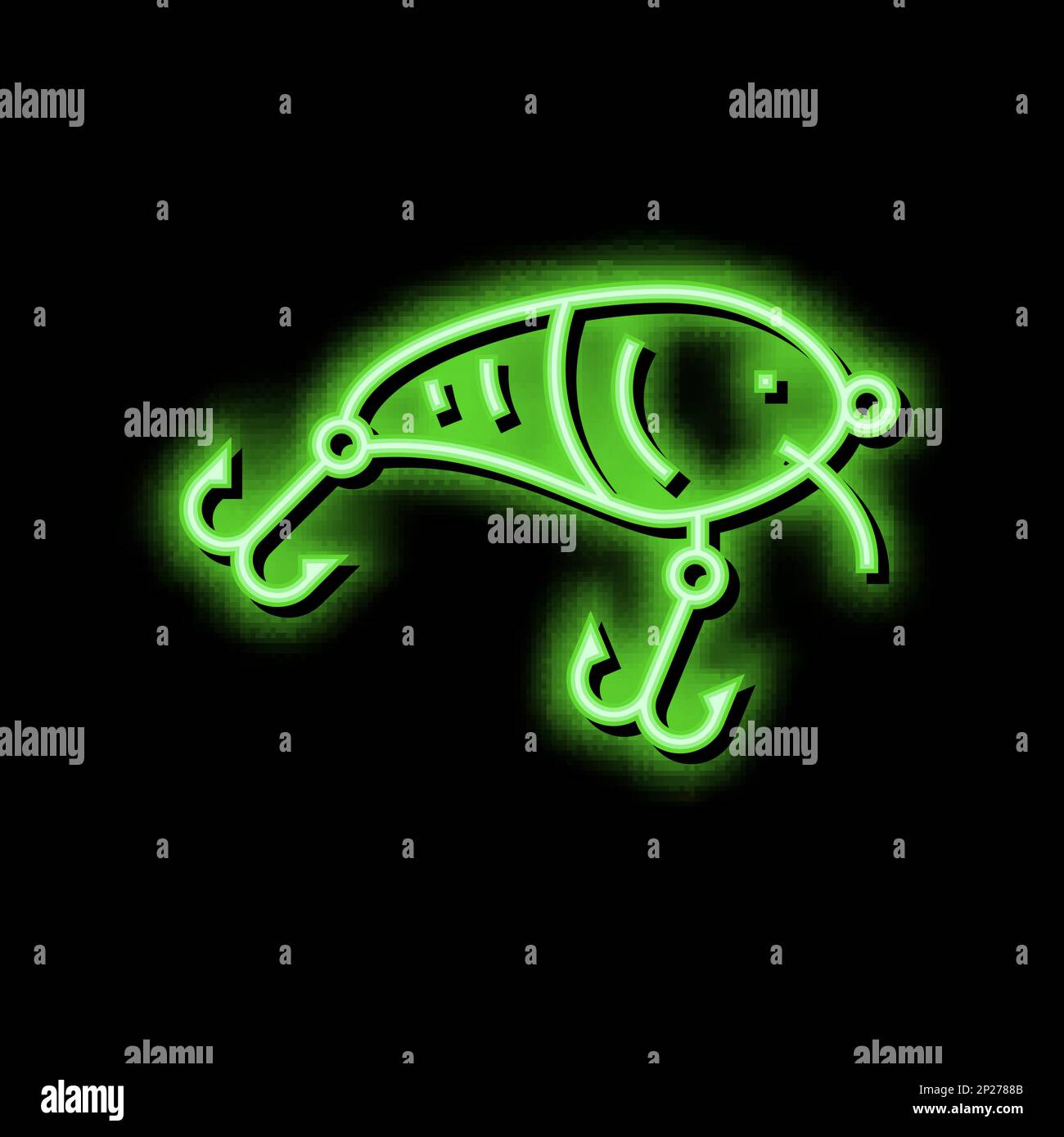 crankbait fishing accessory neon glow icon illustration Stock Vector ...