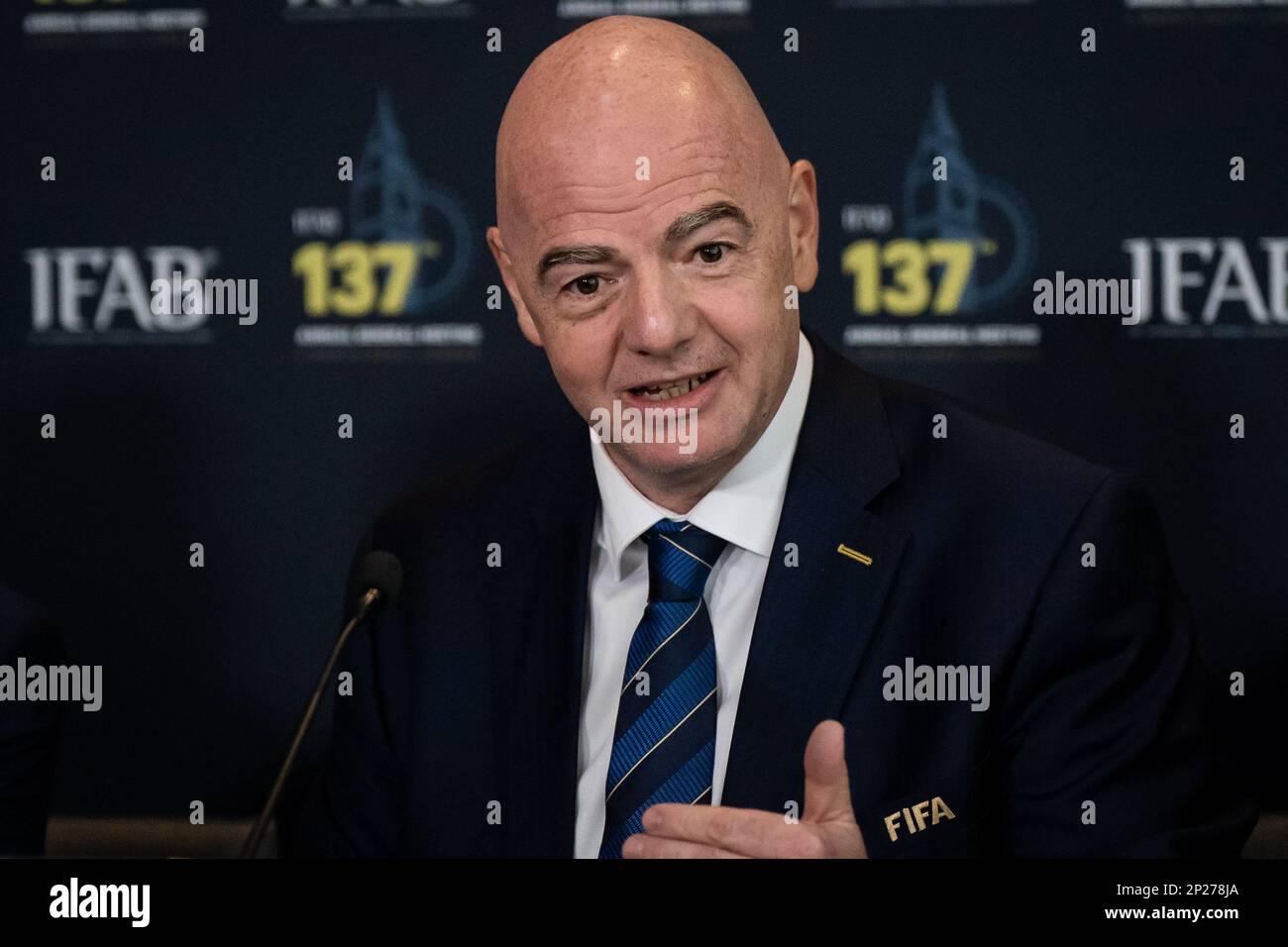 FIFA President Gianni Infantino during the 137th IFAB AGM at Marriott ...