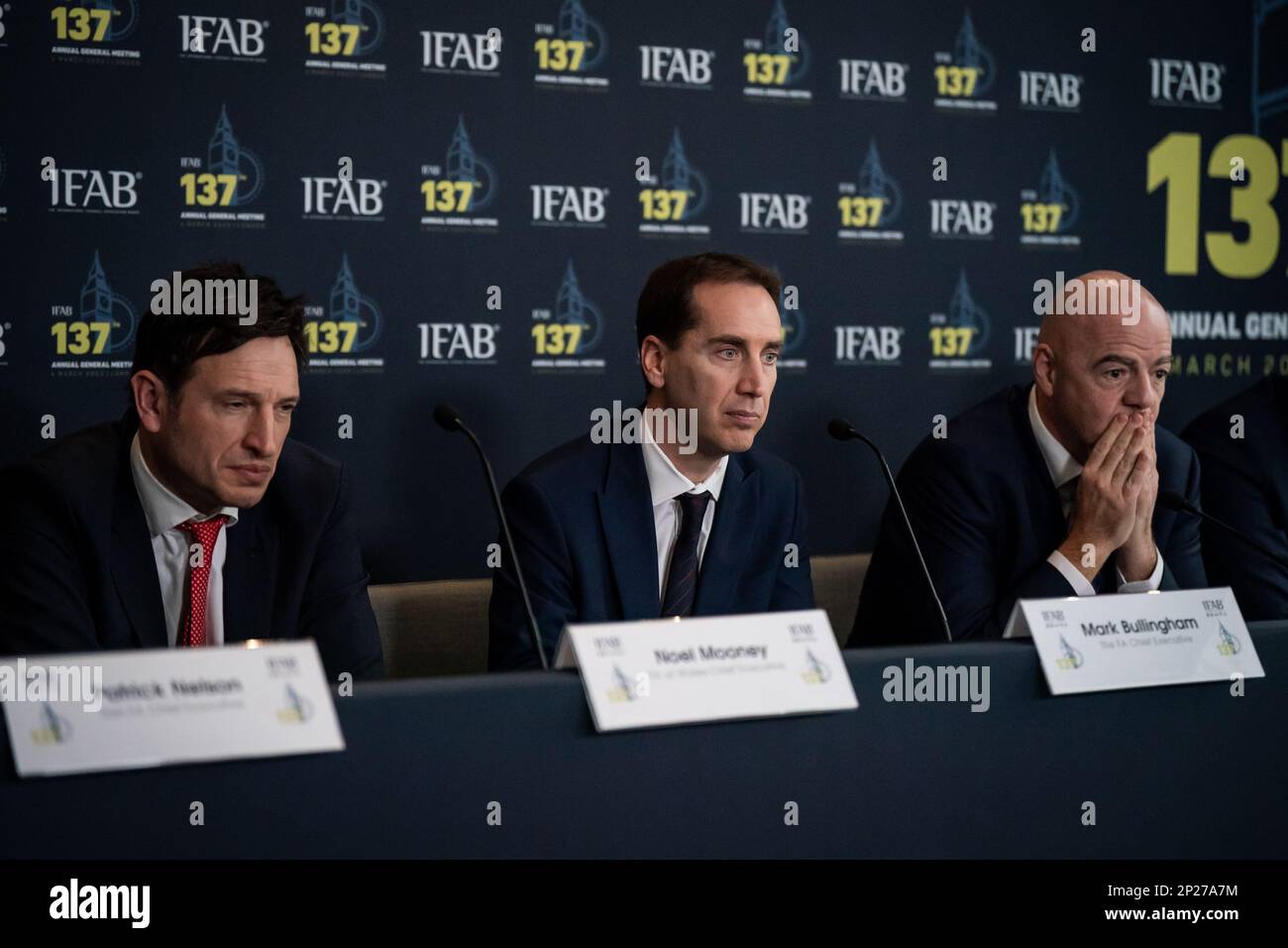 Noel Mooney (CEO FAW), Mark Bullingham (CEO The FA) and FIFA President ...