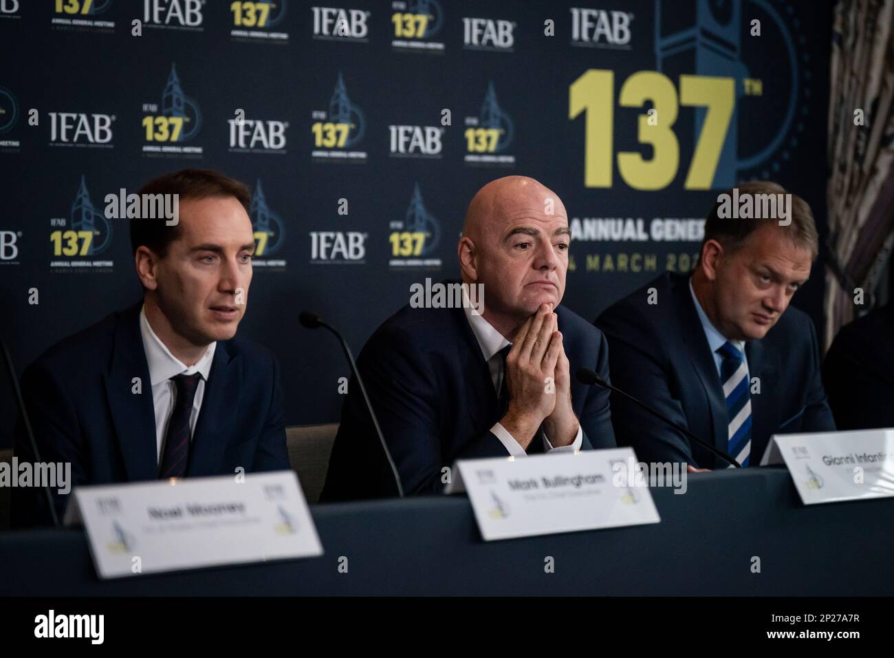 Mark Bullingham (CEO The FA), FIFA President Gianni Infantino and Ian ...