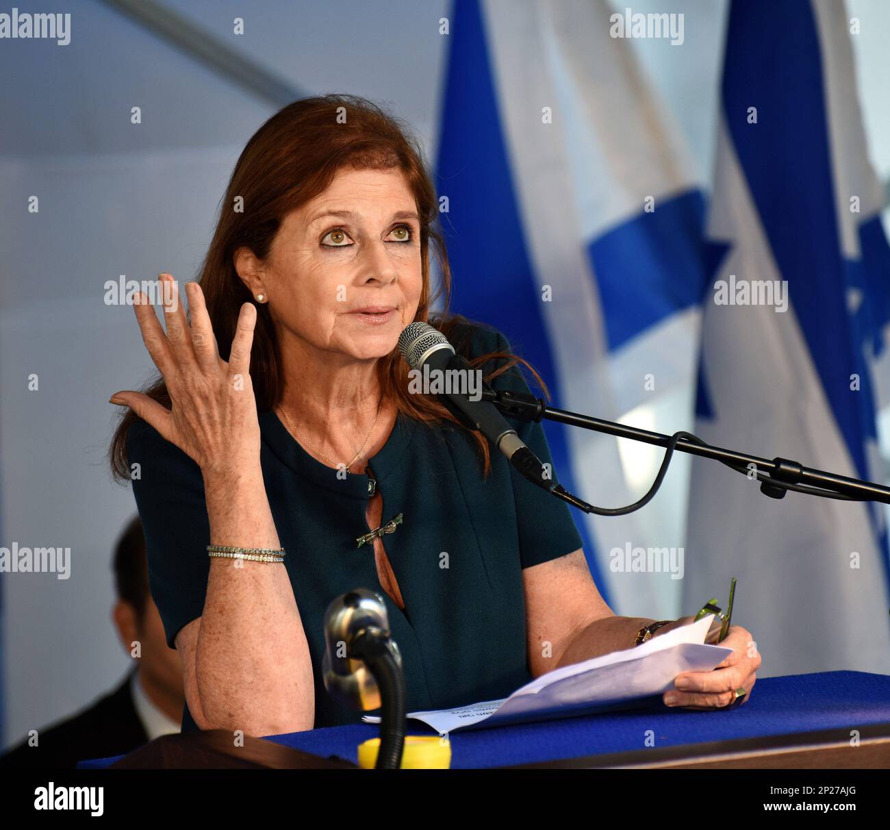 Dalia Rabin speaks during the official memorial ceremony marking the ...