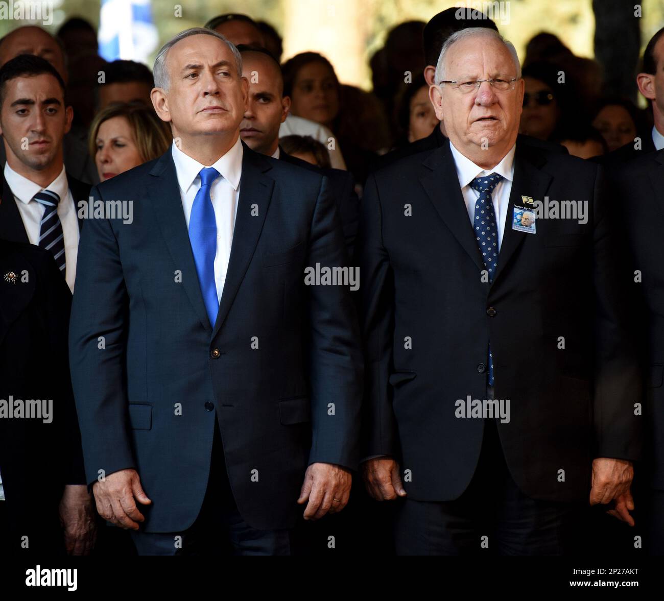 Israeli Prime Minister Benjamin Netanyahu, left, and President Reuven ...