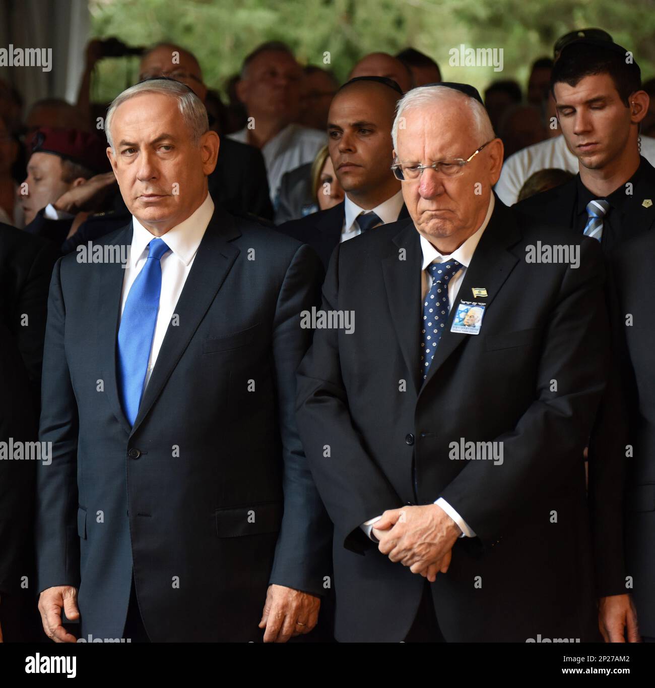 Israeli Prime Minister Benjamin Netanyahu, left, and President Reuven ...