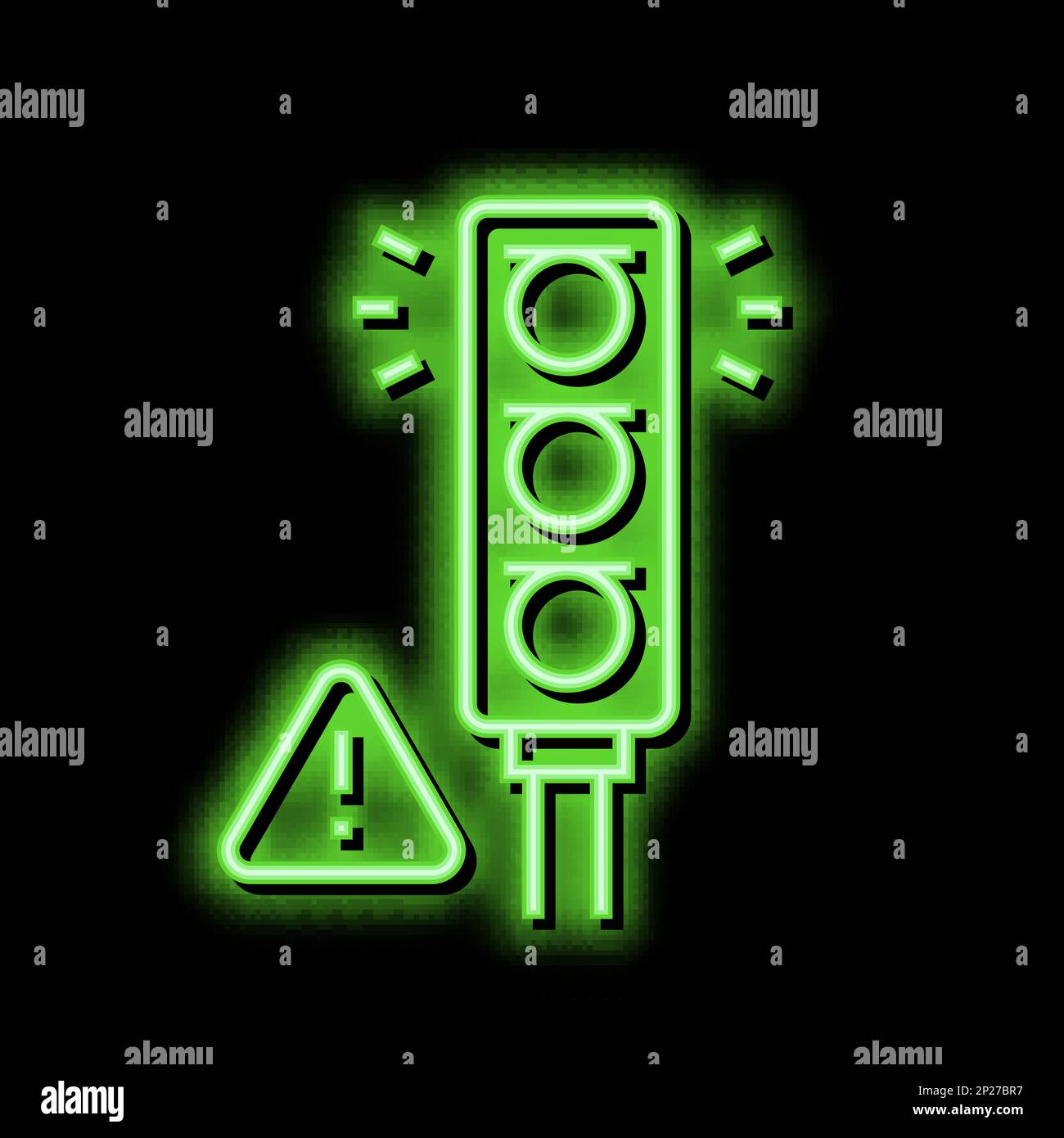 prohibition traffic light for safe children neon glow icon illustration ...