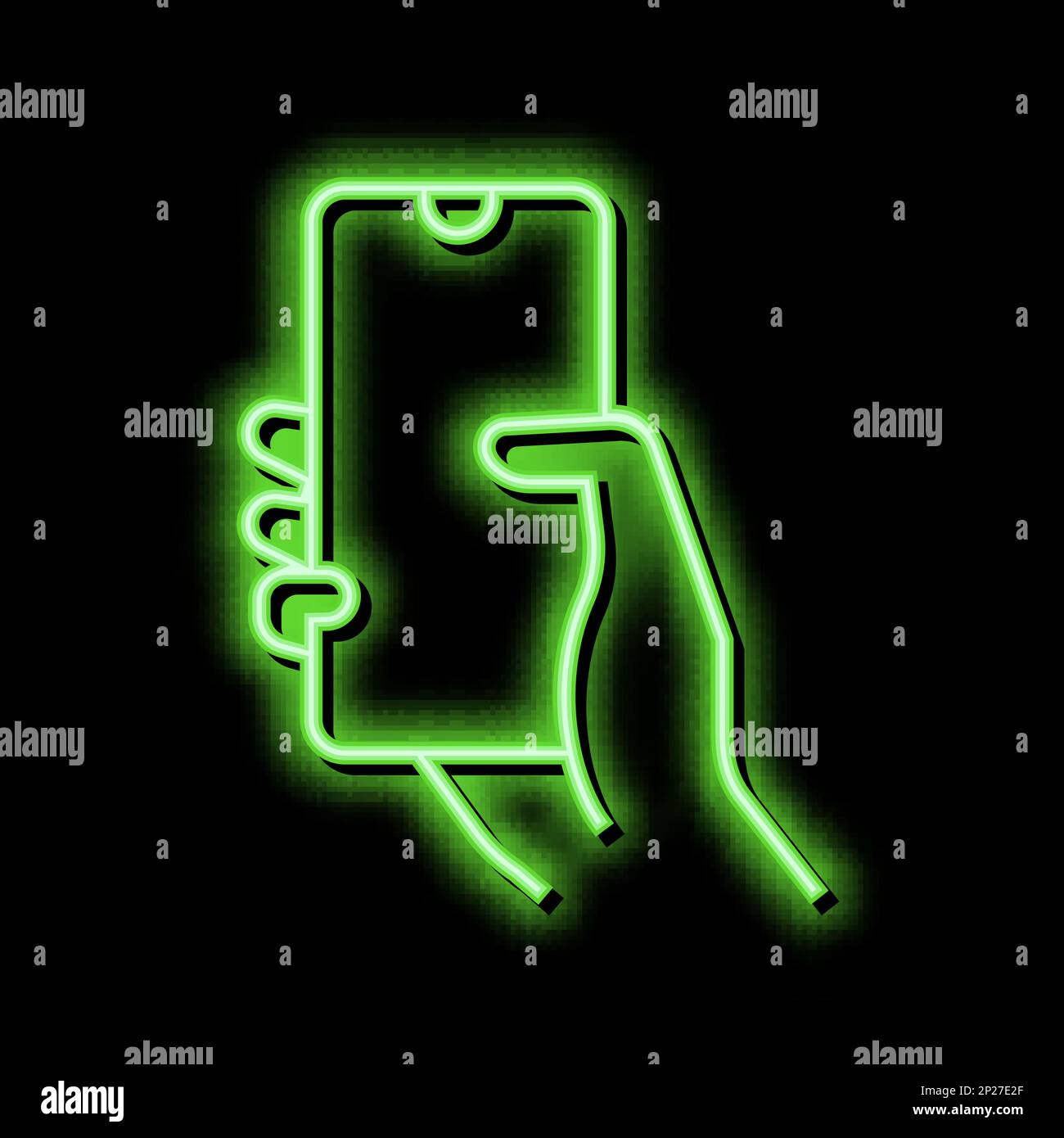 finger swiping on phone screen neon glow icon illustration Stock Vector ...