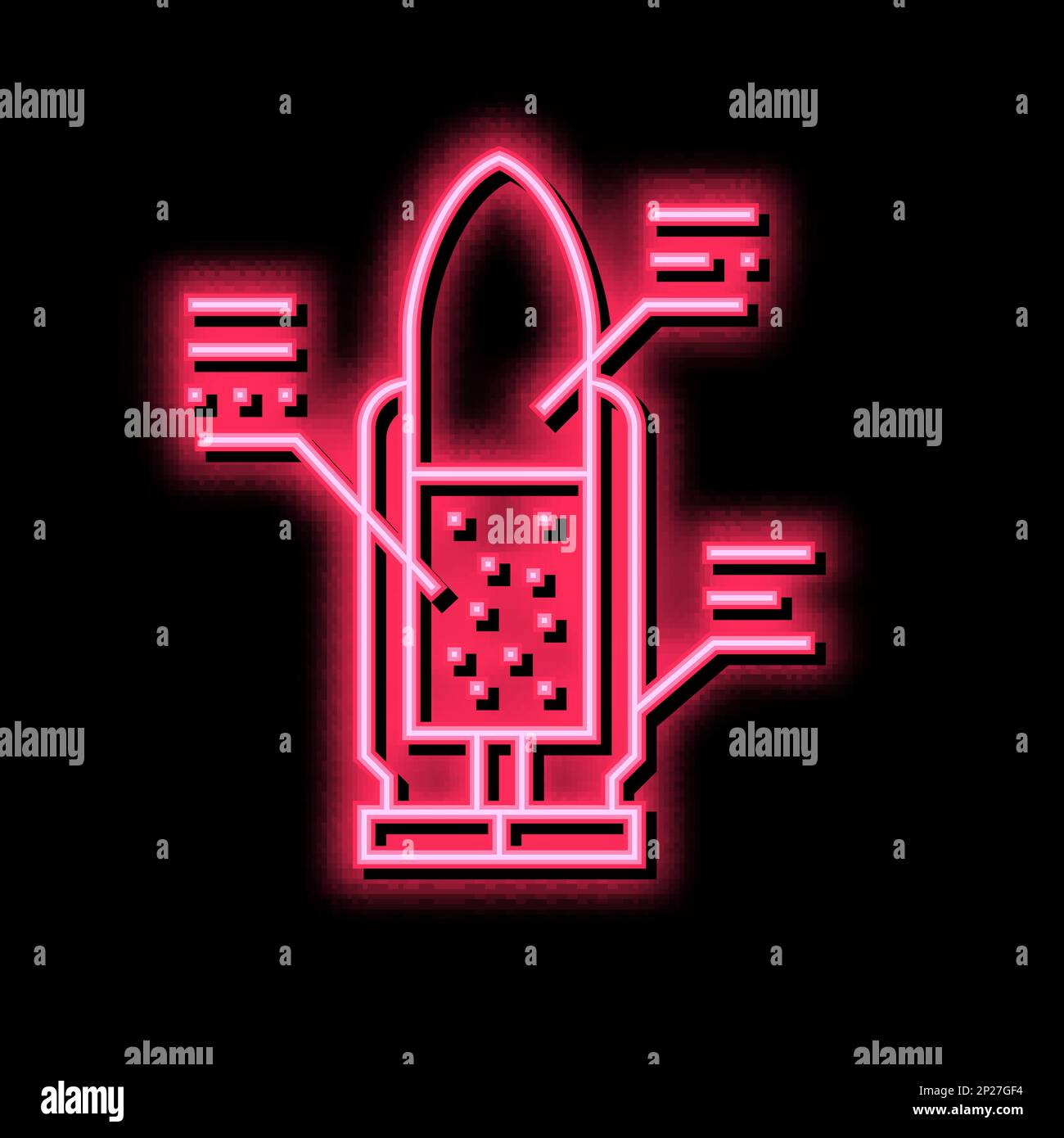 bullet characteristics and parts neon glow icon illustration Stock ...