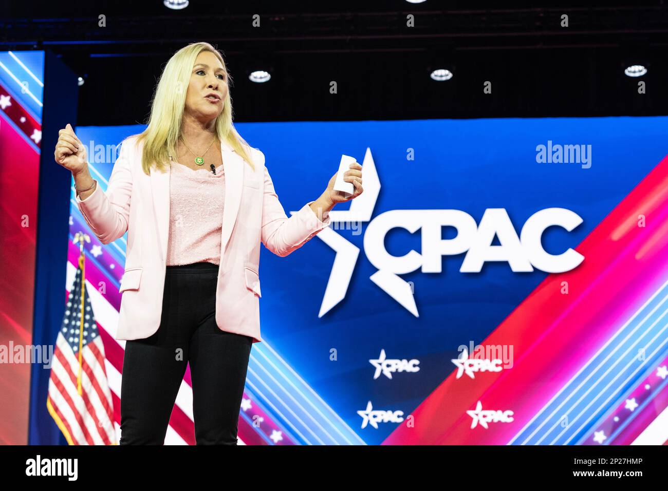 Congresswoman Marjorie Taylor Greene speaks on the 2nd day of CPAC ...