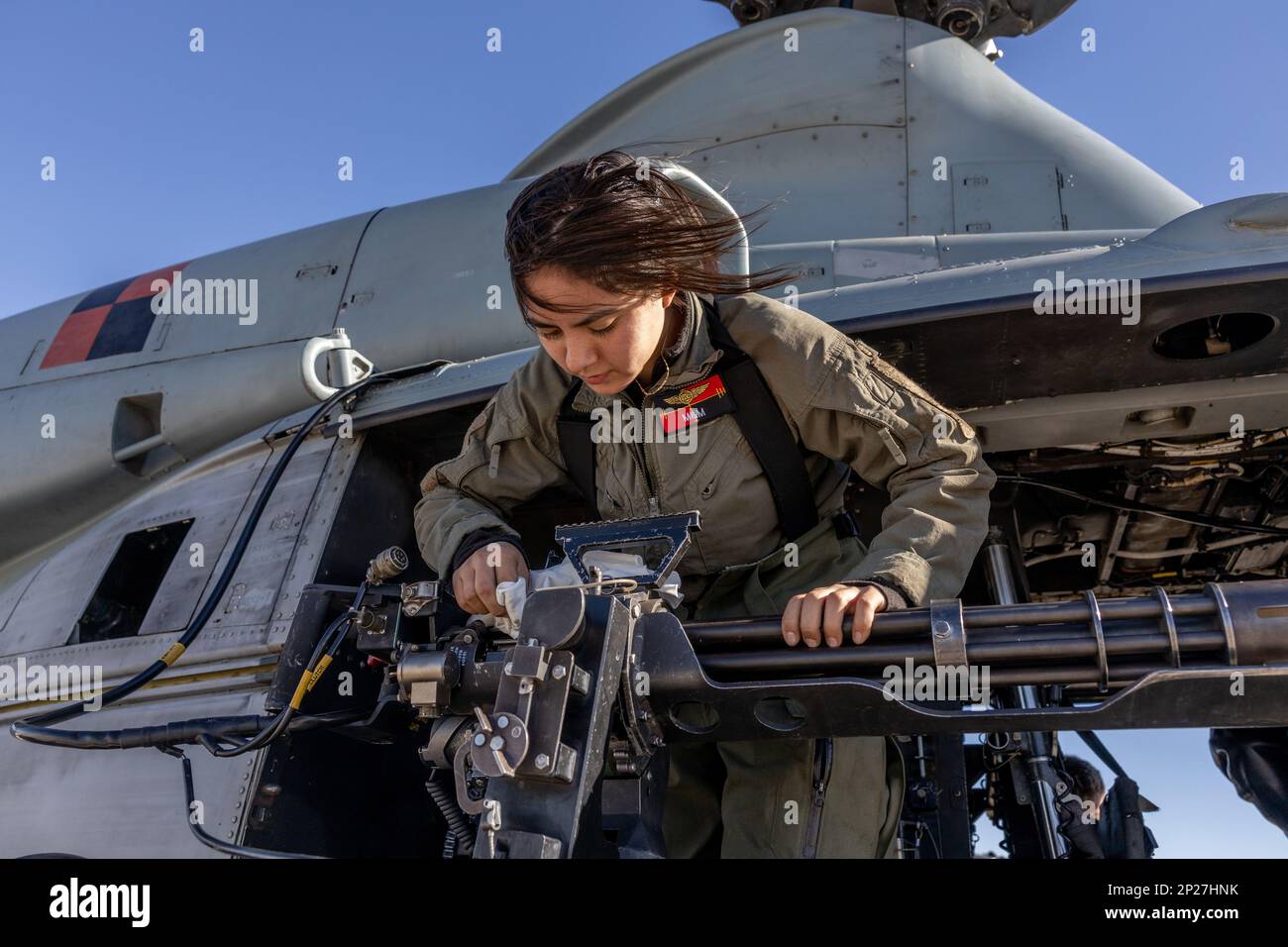 U.S. Marine Corps Cpl. Midsi MartinezVasquez, a UH-1Y Venom crew chief ...
