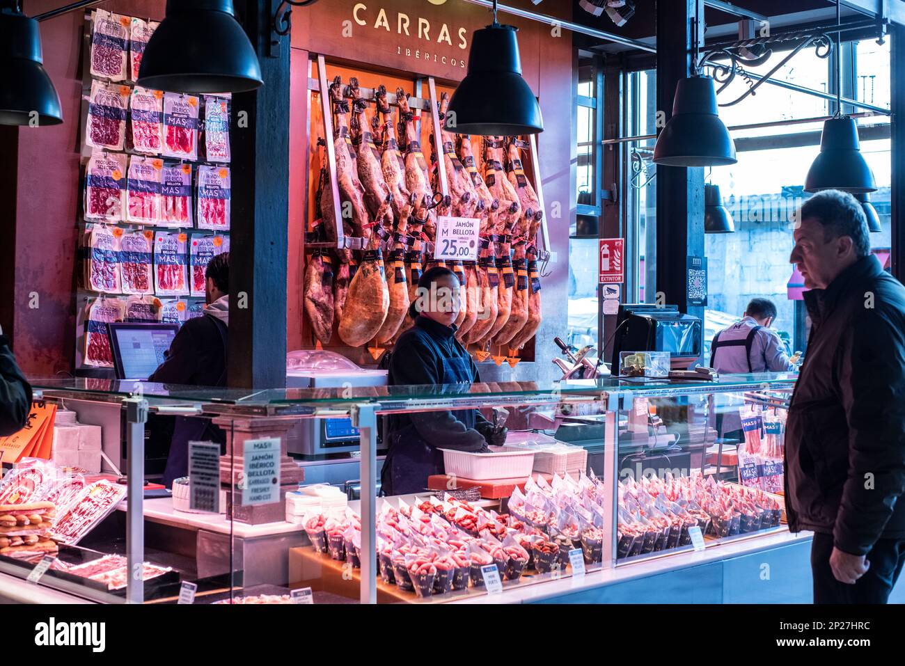 Bar, restaurants and shops of traditional Spanish food in Madrid city ...