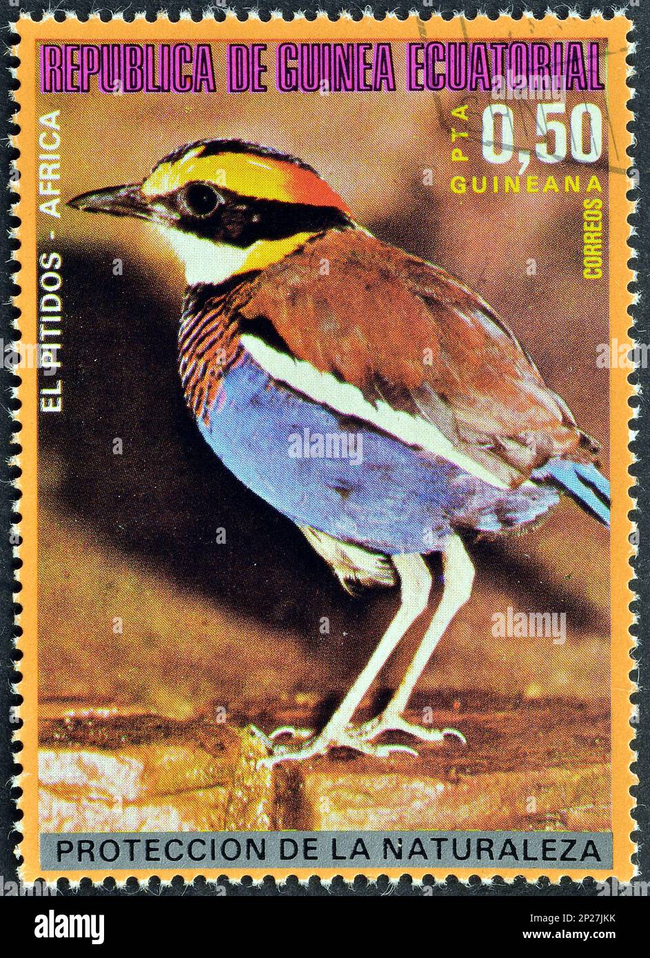 Cancelled postage stamp printed by Equatorial Guinea , that shows ...