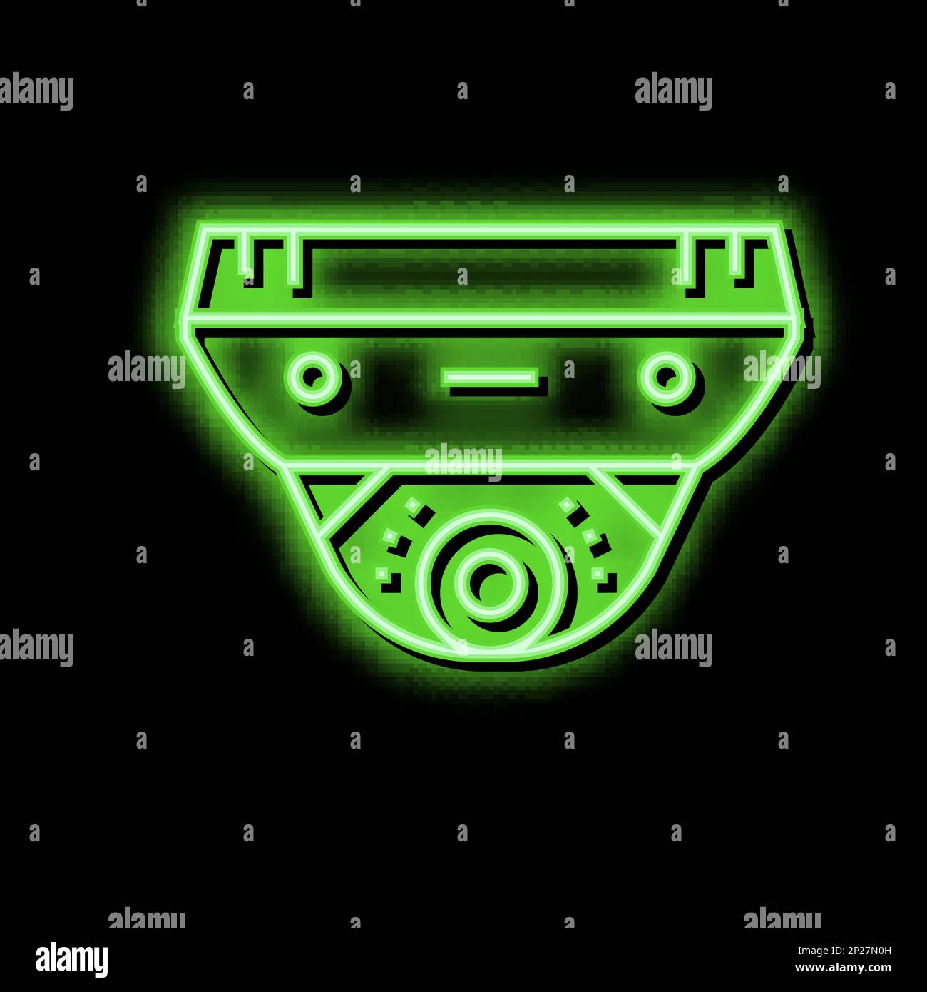 cctv camera with face id neon glow icon illustration Stock Vector Image ...