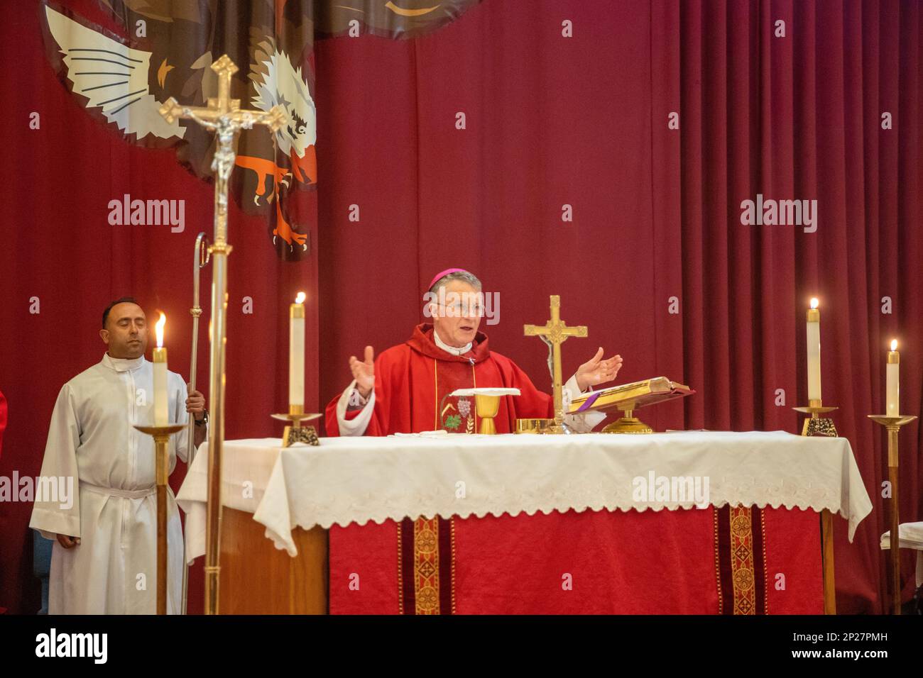 Roman Catholic Archbishop Timothy Broglio says a prayer during a mass ...