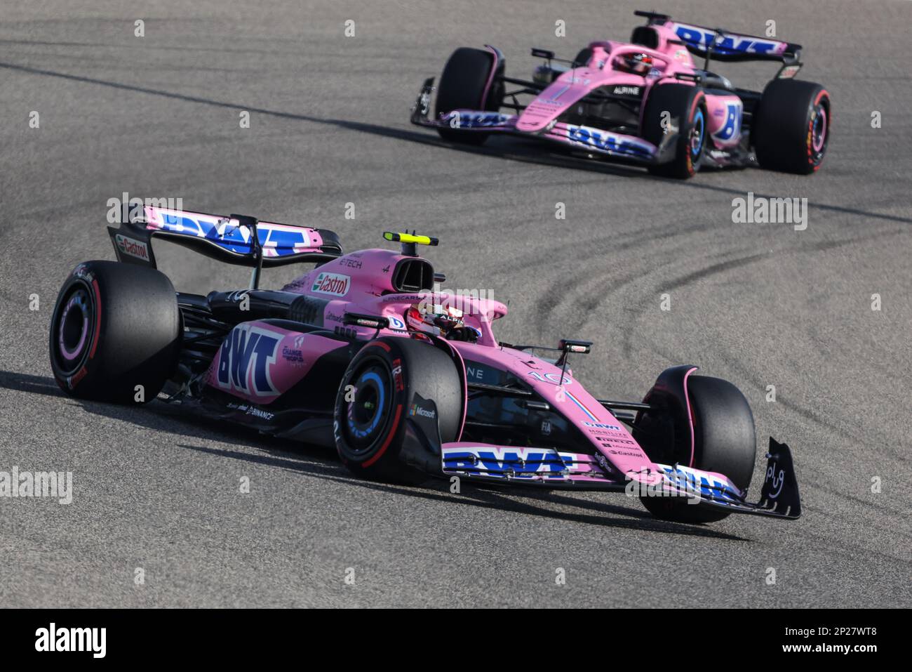 Sakhir, Bahrain. 4th Mar, 2023. Pierre Gasly of Alpine and Esteban Ocon ...