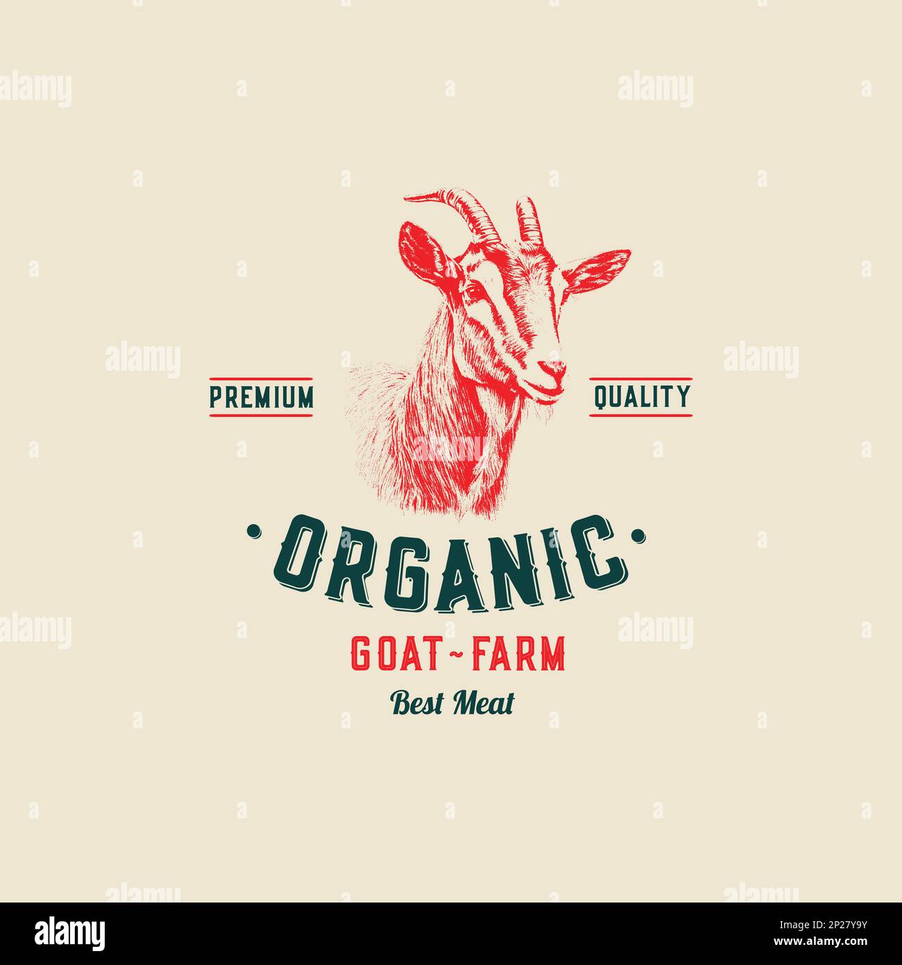 Fine Quality Organic Goat. Abstract Vector Meat Packaging Design or ...