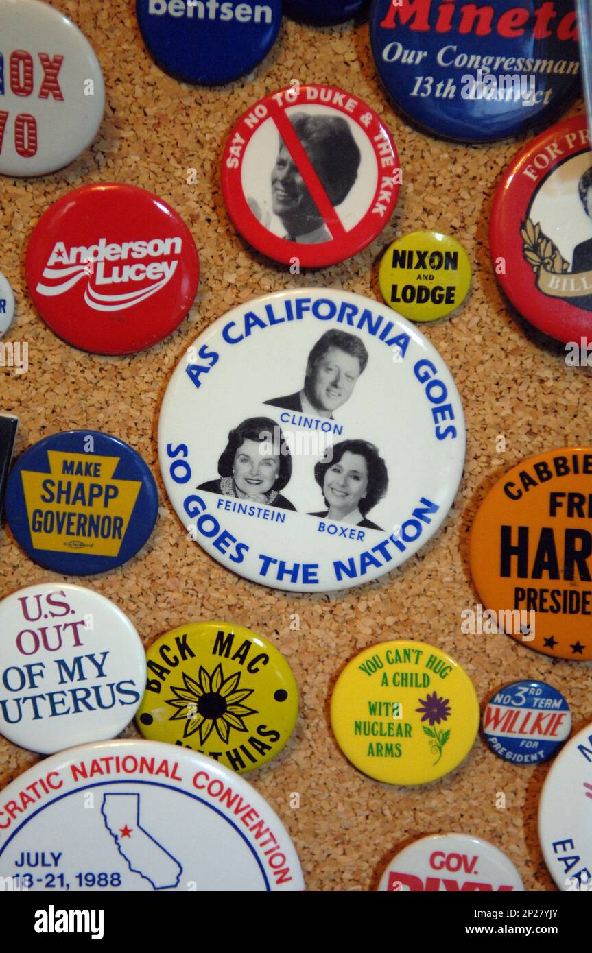 Lobbyist David Weiman and his wife Nancy display political memorabilia ...