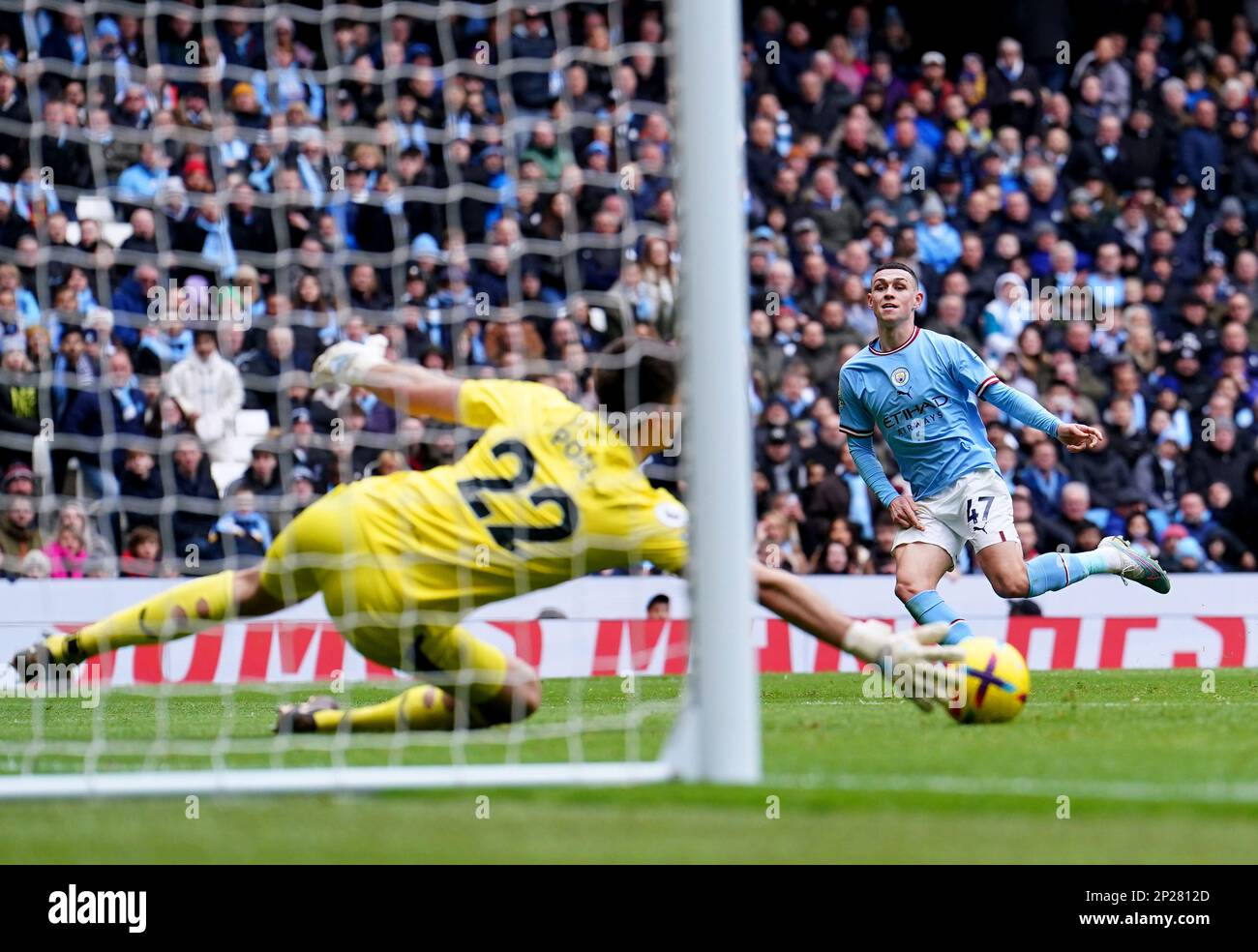 Newcastle United goalkeeper Nick Pope saves a shot from Manchester City ...