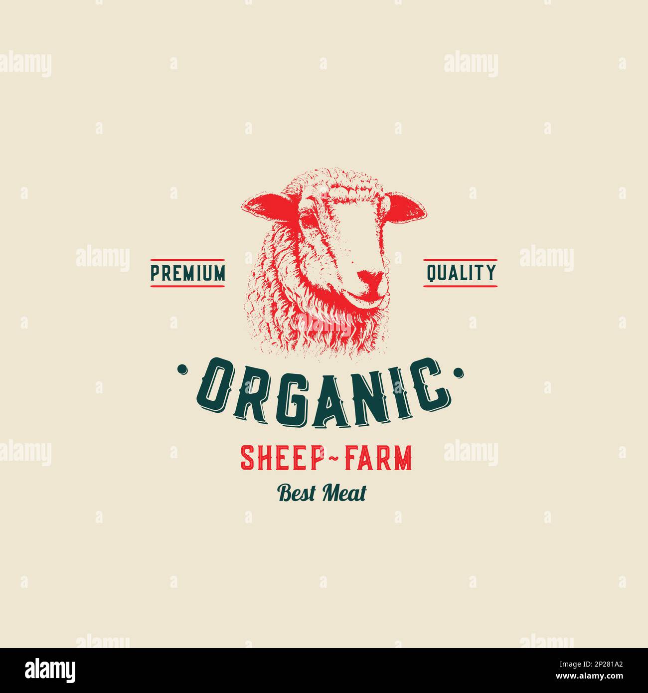 Sheep Meat Farm Retro Badge Logo Template. Hand Drawn Lamb Cattle Face ...