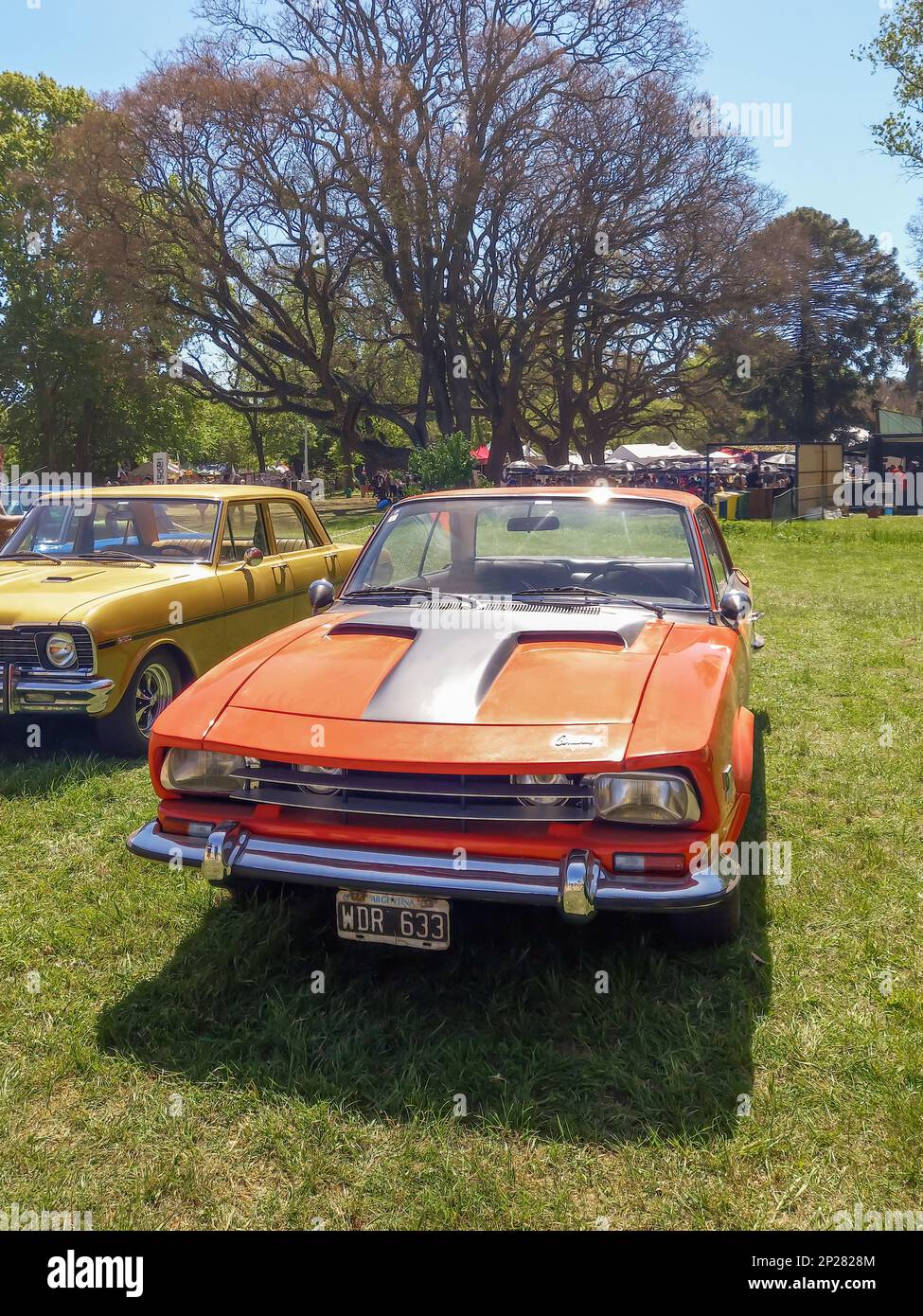 Old orange 1970s IKA Renault Torino Lutteral Comahue sport coupe in a ...