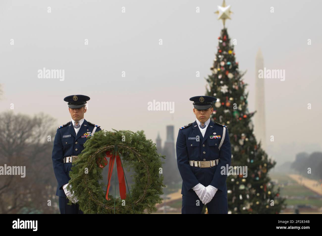 Members of the Civil Air Patrol Honor Guard during a ceremony for the ...