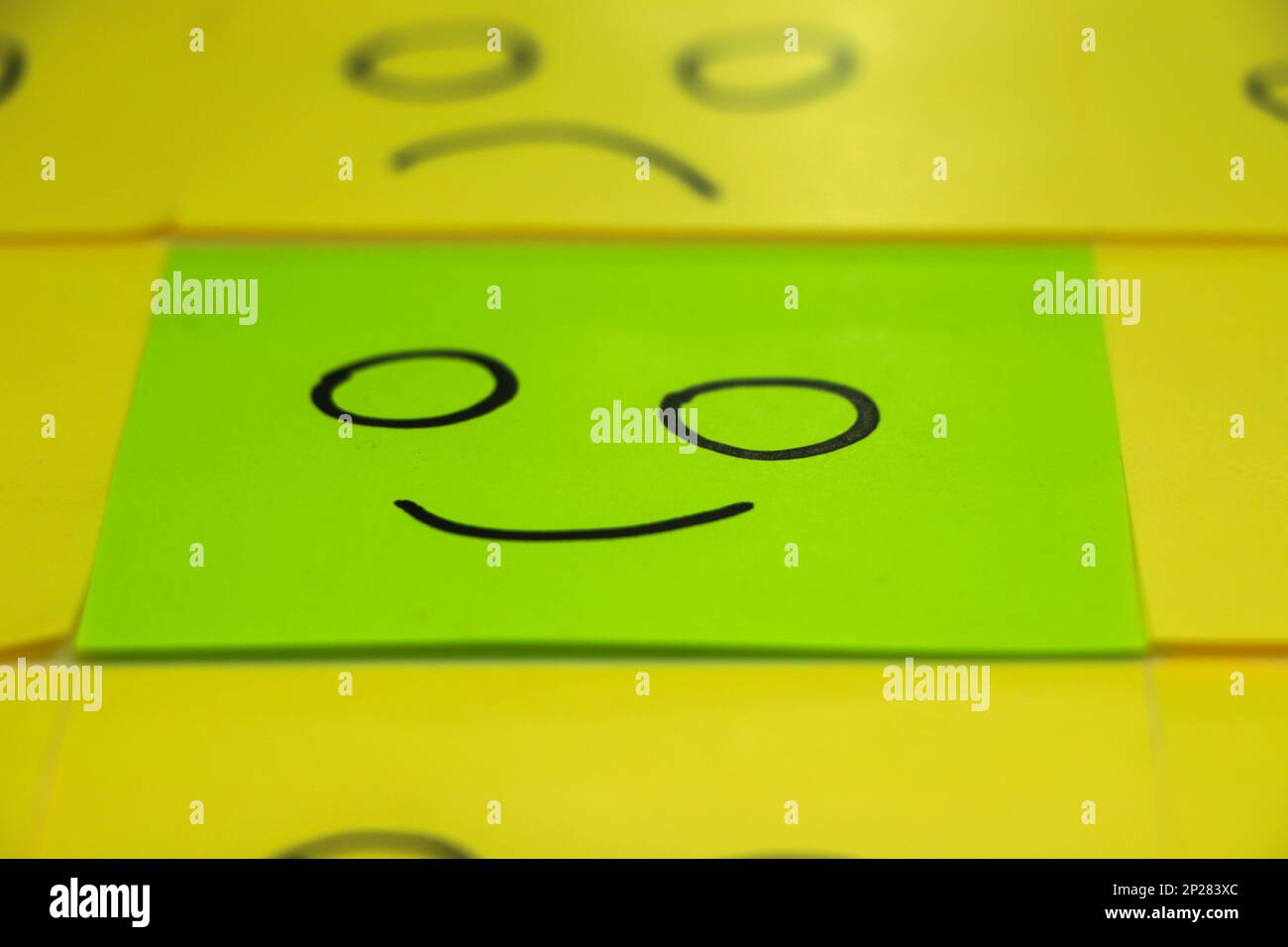 Positive Attitude and Happy Concept. Hand Drawn A Smile Face And Sad ...