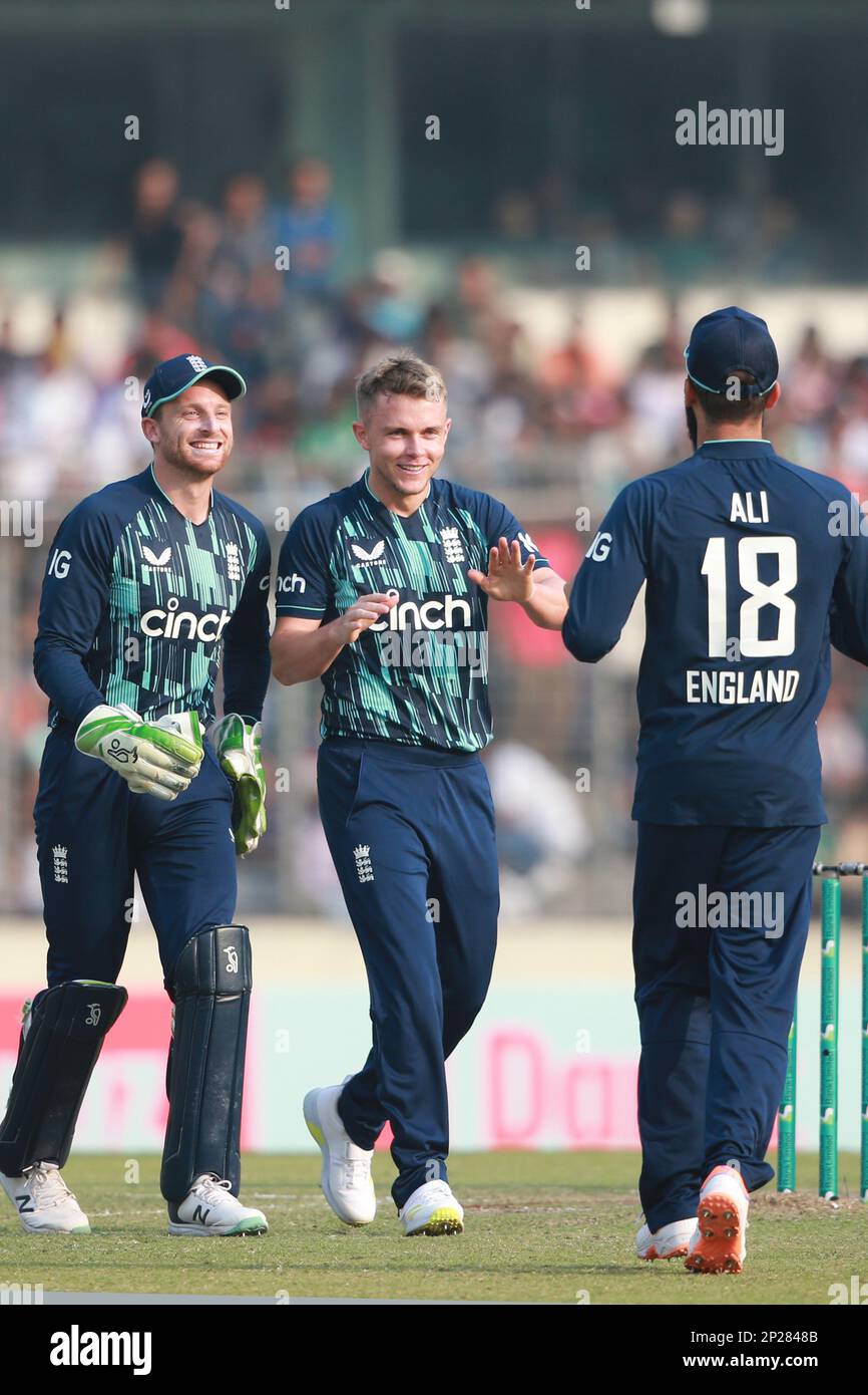 Sam Curran celebrates his one of four wickets during the Bangladesh ...