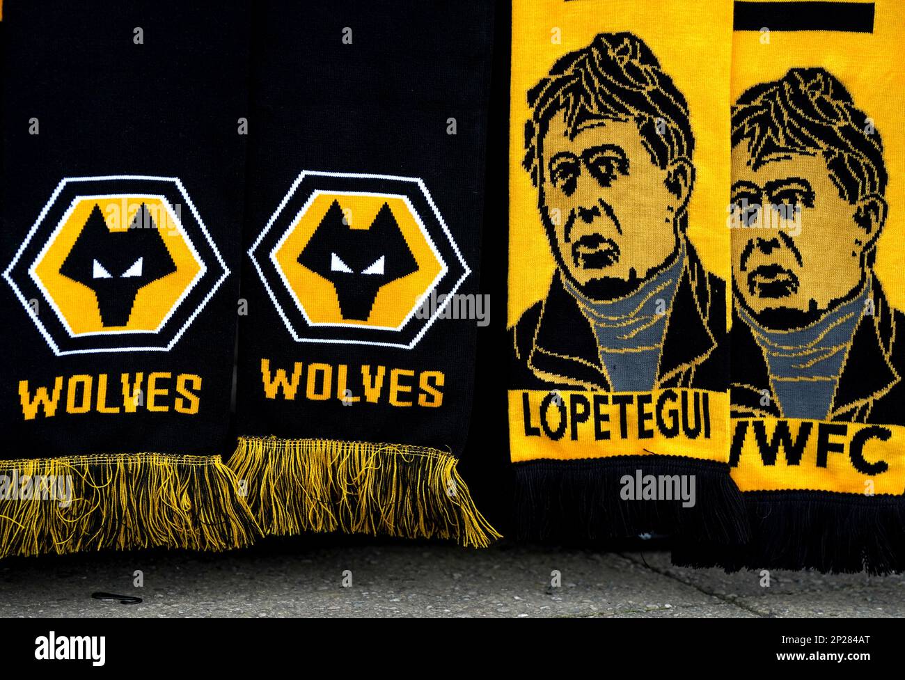 Wolverhampton Wanderers scarves being sold outside the grounds ahead of ...
