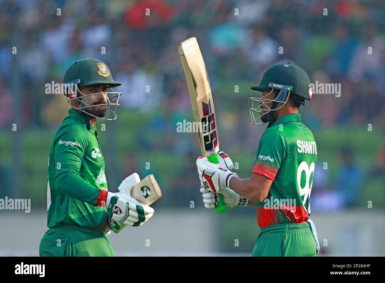 Liton Kumar Das and Nazmul Hasan Shanto during the Bangladesh-England ...
