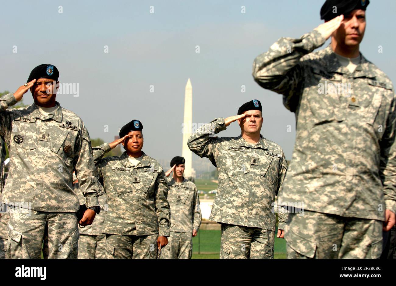 U.S. Army Reserve soldiers stand at attention during the National ...