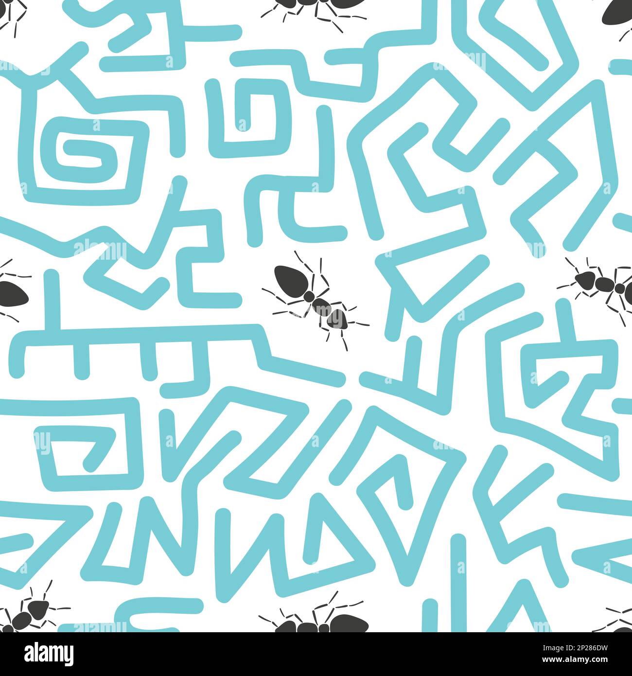 Seamless abstract pattern with ants. Vector labyrinth background Stock ...