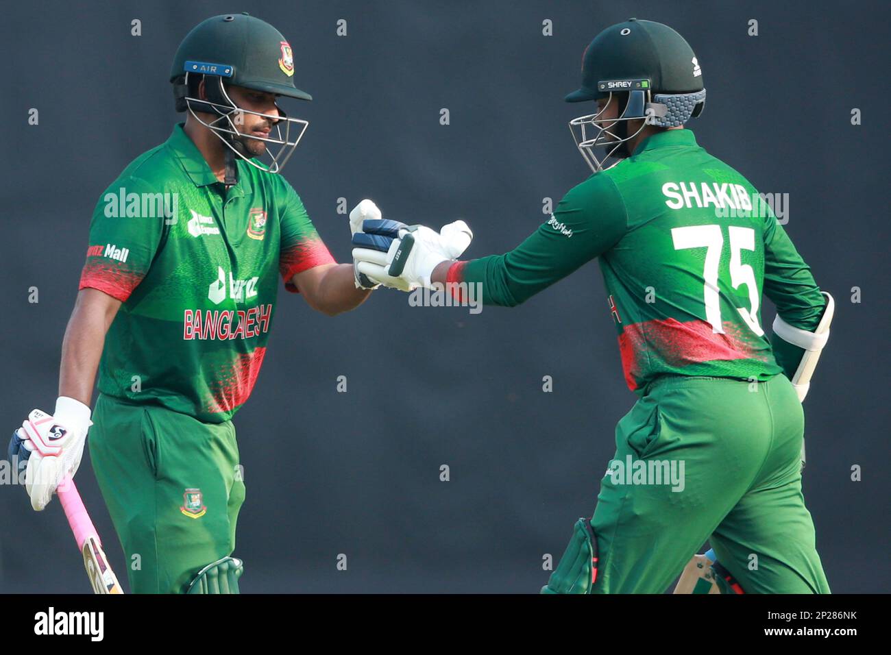 Tamim Iqbal Khan and Shakib Al Hasan during the Bangladesh-England 2nd One Day International ...