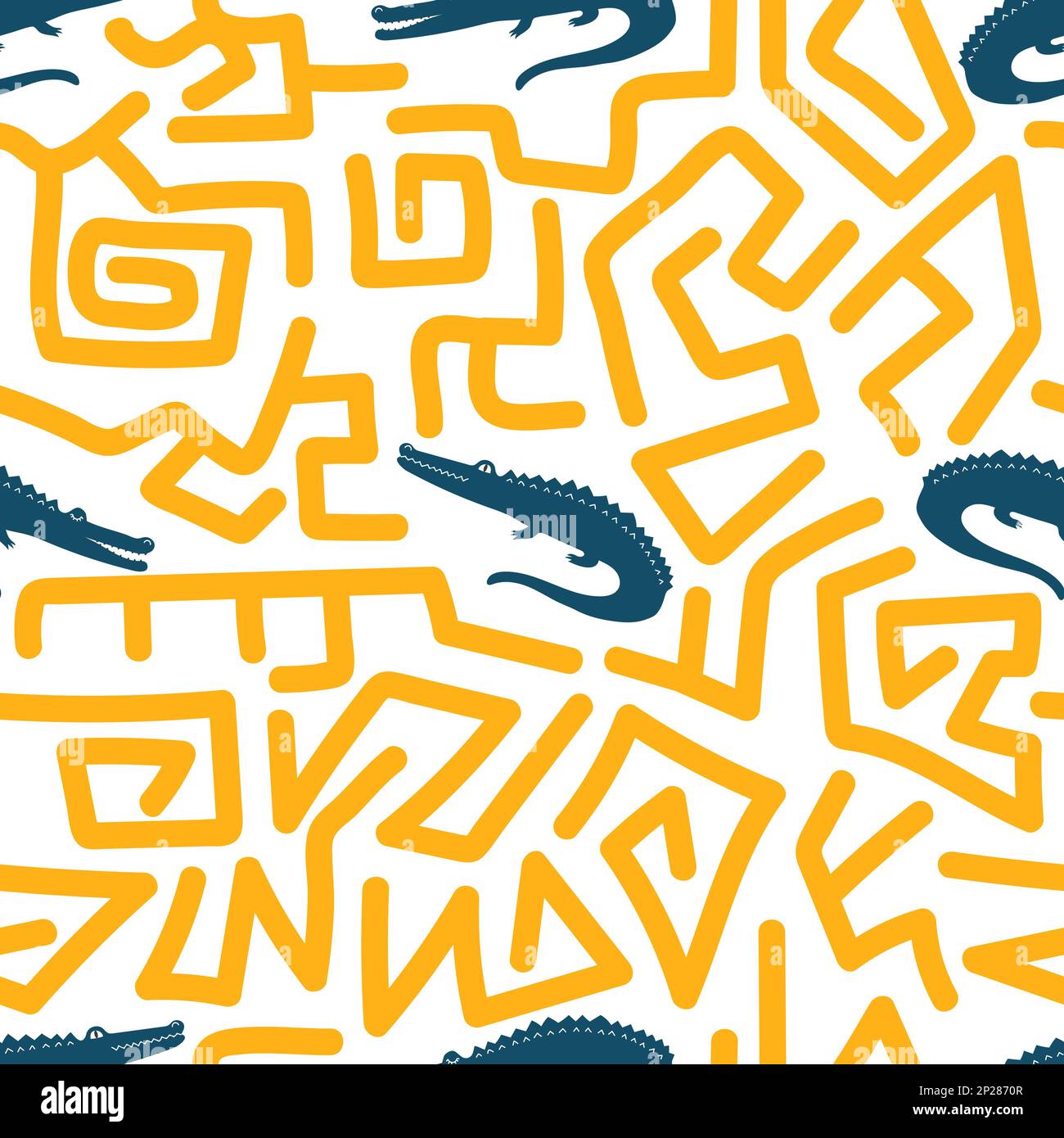 Seamless abstract pattern with crocodiles. Vector tribal african fabric ...