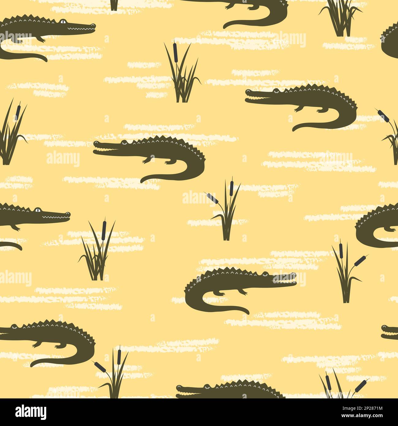 Swamp with alligators Stock Vector Images - Alamy