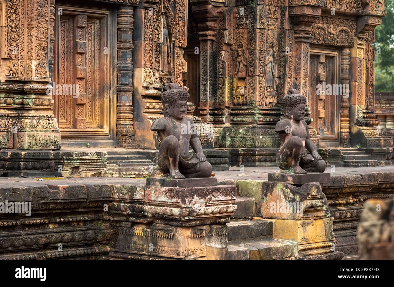 Part of the inner compund of the elaborate 10th century Banteay Srey temple within the Angkor ...