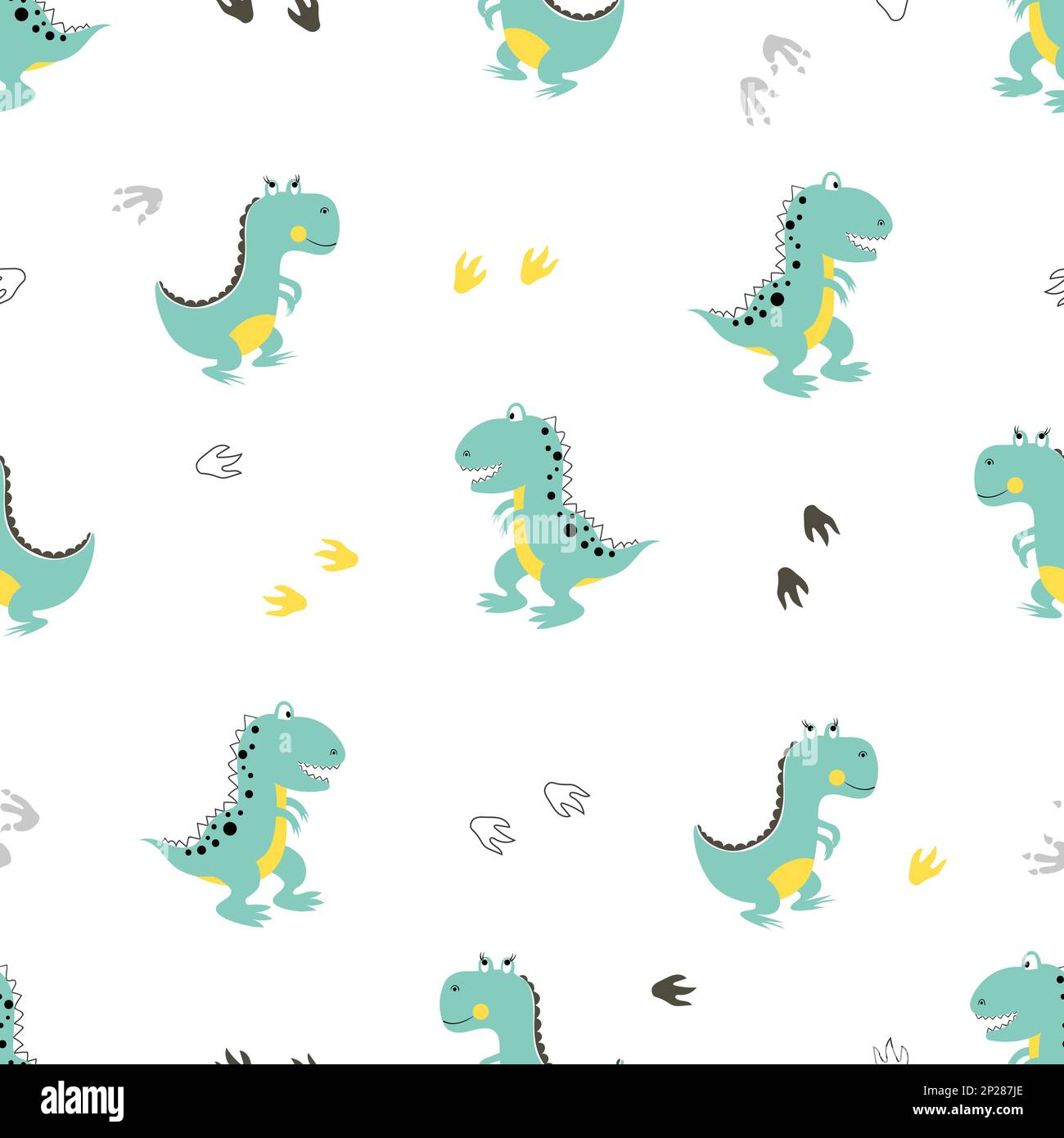 Cute dinosaurs pattern. Vector cartoon dino background. Baby print ...