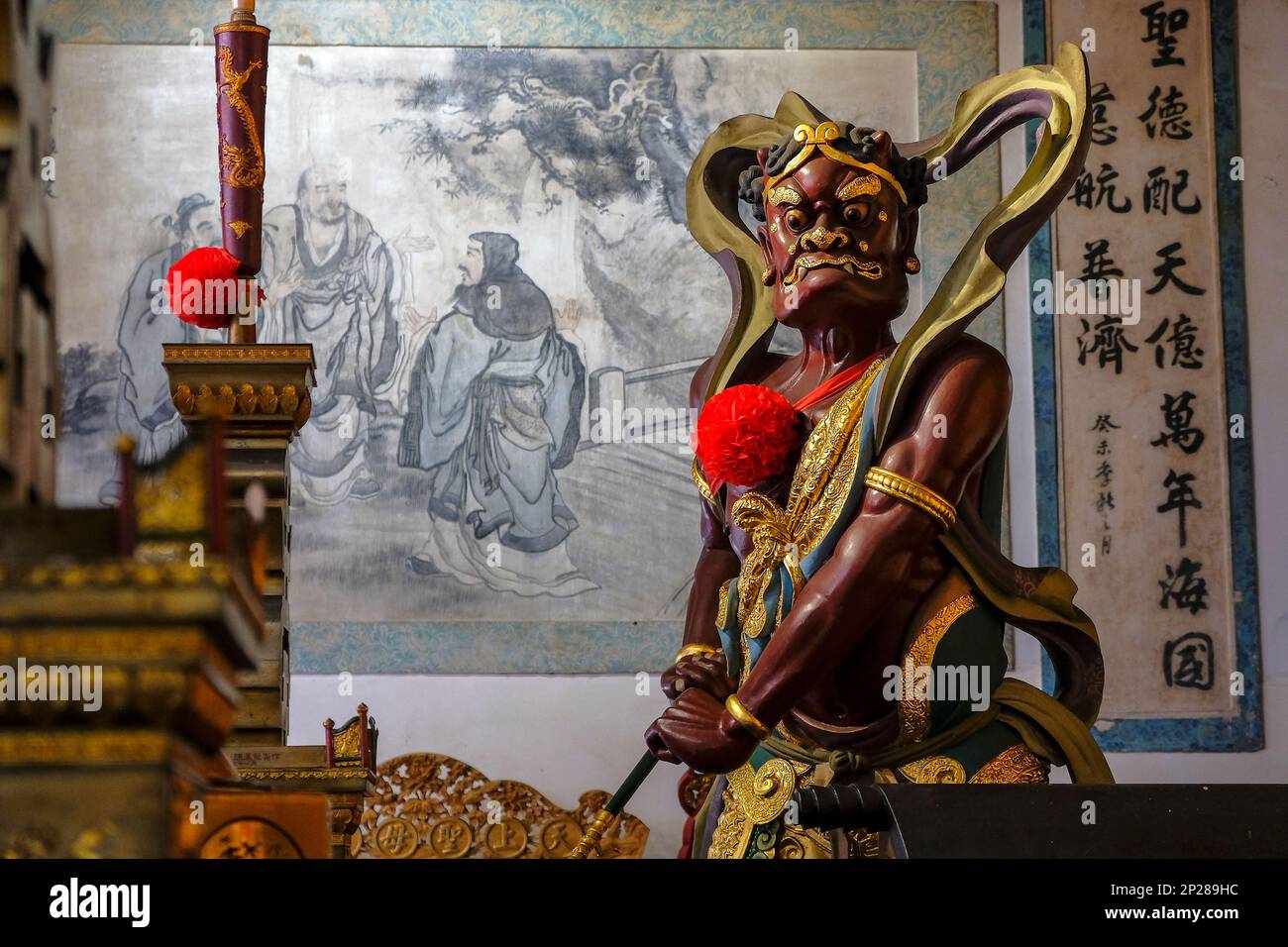 Tainan, Taiwan - February 4, 2023: Statue in the Grand Mazu Temple in ...